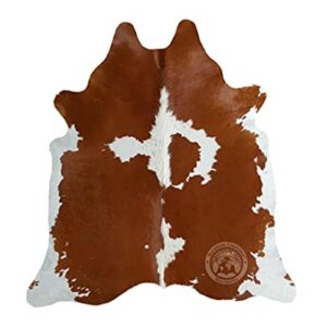 Genuine Brown and White Cowhide Rug XL 6 x 7-8 ft. 180 x 240 cm