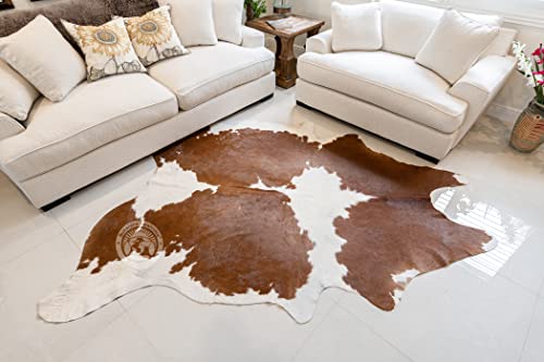 Genuine Brown and White Cowhide Rug XL 6 x 7-8 ft. 180 x 240 cm