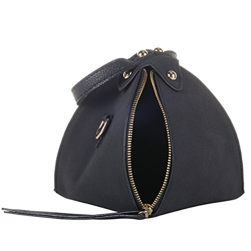 QZUnique Women's Triangle Shape PU Leather Handbag Mini Casual Purse Shoulder Bag Satchel