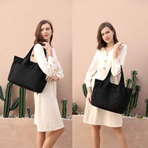 Collsants Nylon Tote Bag Waterproof Shoulder Bag for Women Lightweight Travel Handbag Multi Pocket with Zipper