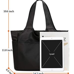 Collsants Nylon Tote Bag Waterproof Shoulder Bag for Women Lightweight Travel Handbag Multi Pocket with Zipper