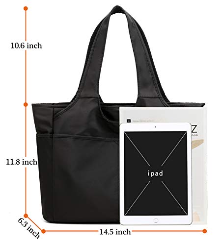 Collsants Nylon Tote Bag Waterproof Shoulder Bag for Women Lightweight Travel Handbag Multi Pocket with Zipper