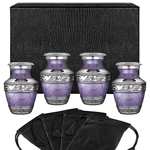 Trupoint Memorials Cremation Urns for Human Ashes - Decorative Urns, Urns for Human Ashes Female & Male, Urns for Ashes Adult Female, Funeral Urns - 4 pcs/Lavender/Up to 0.8 Lbs/Keepsakes Set