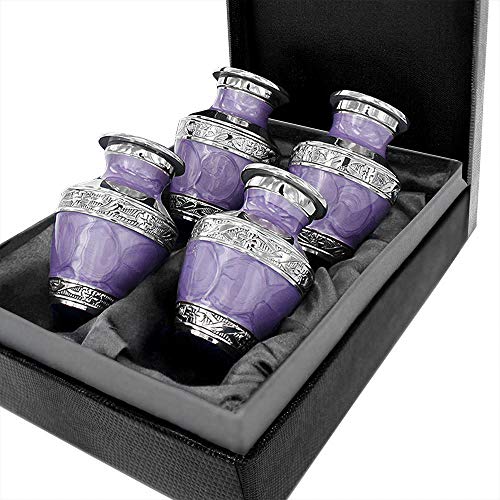 Trupoint Memorials Cremation Urns for Human Ashes - Decorative Urns, Urns for Human Ashes Female & Male, Urns for Ashes Adult Female, Funeral Urns - 4 pcs/Lavender/Up to 0.8 Lbs/Keepsakes Set