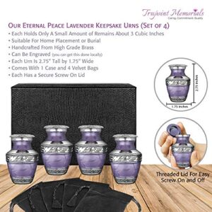 Trupoint Memorials Cremation Urns for Human Ashes - Decorative Urns, Urns for Human Ashes Female & Male, Urns for Ashes Adult Female, Funeral Urns - 4 pcs/Lavender/Up to 0.8 Lbs/Keepsakes Set