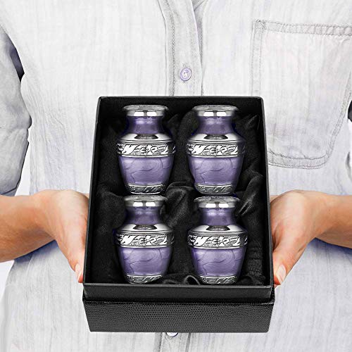 Trupoint Memorials Cremation Urns for Human Ashes - Decorative Urns, Urns for Human Ashes Female & Male, Urns for Ashes Adult Female, Funeral Urns - 4 pcs/Lavender/Up to 0.8 Lbs/Keepsakes Set