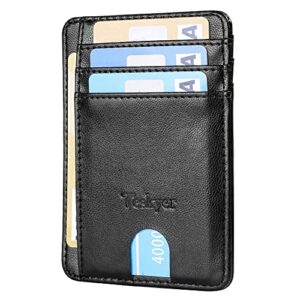 teskyer slim wallet for men, minimalist front pocket rfid blocking leather wallet credit card holder for men & women