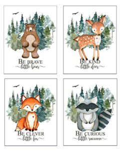 boy nursery wall decor – baby boy room decor – woodland nursery decor for boys – boys room decorations for bedroom – set of 4 prints – 8×10 each – unframed