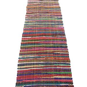 Chardin home - Eco Friendly 100% Recycled Cotton Colorful Chindi Runner Area Rug - 2'x7', Multi