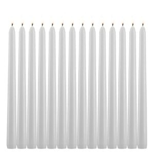 White Taper Candles - Set of 14 Dripless Candles - 10 inch Tall, 3/4 inch Thick - 7.5 Hour Clean Burning