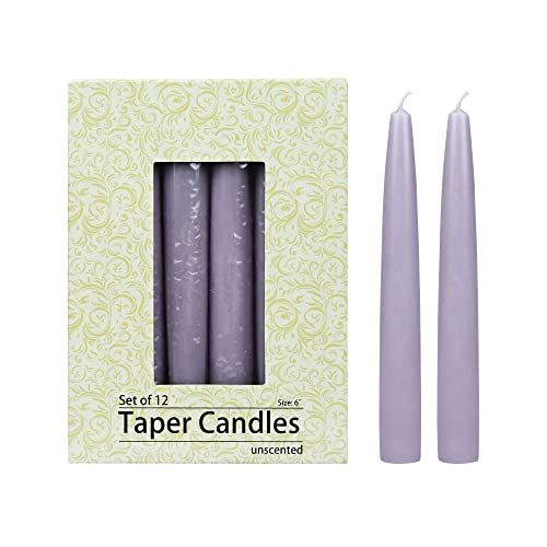 Zest Candle 12-Piece Taper Candles, 6-Inch, Lavender