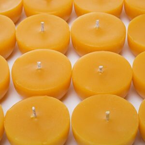 Beeswax Tea Light Candles Refills with Two Custom Reusable Sturdy Steel Candle Holders and Reusable Cotton Bag Eco Friendly Gift Set(24)