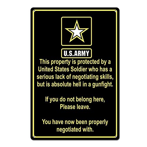 Property Protected by Soldier U.S. Army Funny Tin Sign Metal Sign Metal Decor Wall Sign Wall Poster Wall Decor Door Plaque TIN Sign 7.8X11.8 INCH