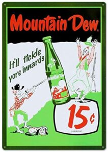 mountain dew soda 15 cents tin sign metal wall signs hall garage poster tin sign 7.8x11.8 inch