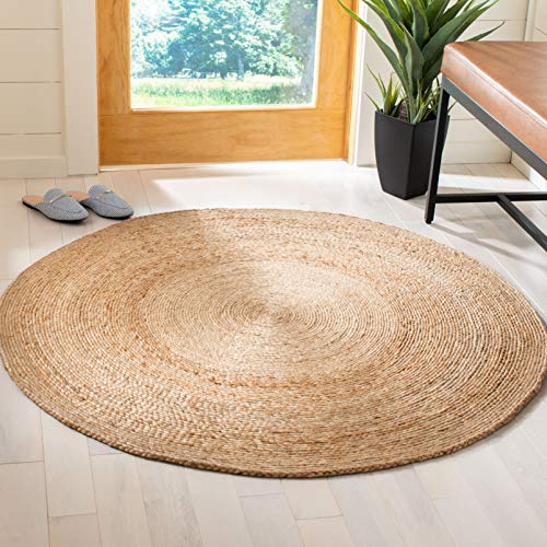 SAFAVIEH Natural Fiber Round Collection 3' Round Natural NFB249A Handmade Boho Country Charm Jute Area Rug