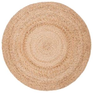 SAFAVIEH Natural Fiber Round Collection 3' Round Natural NFB249A Handmade Boho Country Charm Jute Area Rug