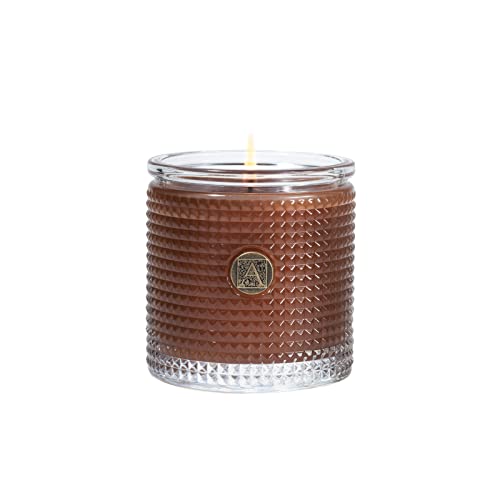 Aromatique Cinnamon Cider Textured Glass Candle 6oz - Decorative Home Fragrance Aromatherapy Long Lasting Room Air Freshener Deodorizer Perfect Fall Decoration Luxury Glass Candle Gift 40 Hour Burn!