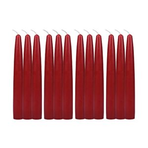 Zest Candle 12-Piece Taper Candles, 6-Inch, Red