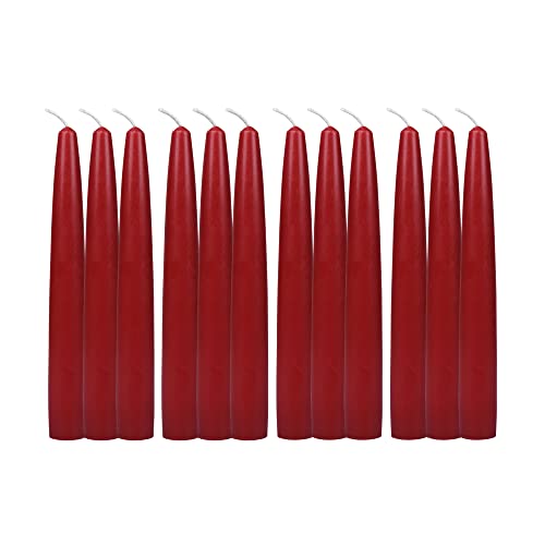 Zest Candle 12-Piece Taper Candles, 6-Inch, Red