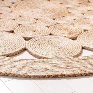 SAFAVIEH Natural Fiber Round Collection 3' Round Natural NFB248A Handmade Boho Country Charm Jute Area Rug