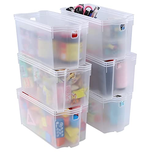 Wekioger 6 Pack Plastic Pantry Stacking Storage Bins, Clear Versatile Organizing Bin