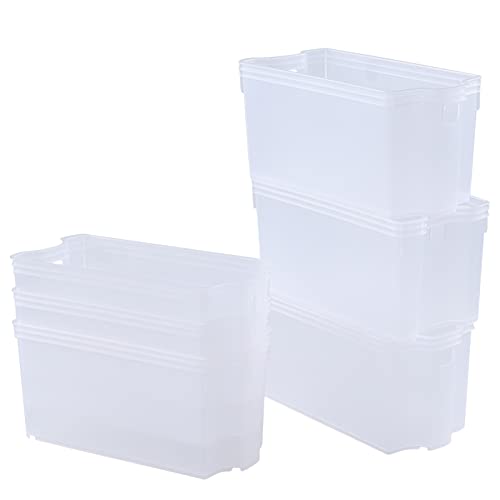 Wekioger 6 Pack Plastic Pantry Stacking Storage Bins, Clear Versatile Organizing Bin