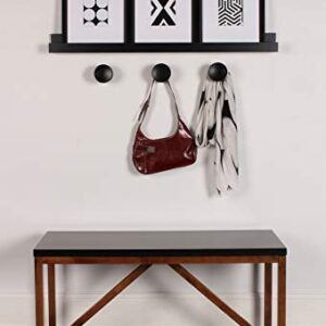 Kate and Laurel Levie Wood Floating Wall Shelf Picture Frame Holder Ledge, Black