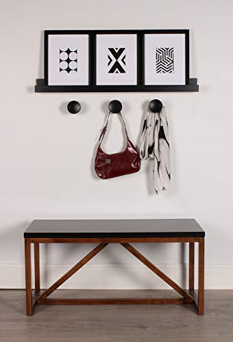 Kate and Laurel Levie Wood Floating Wall Shelf Picture Frame Holder Ledge, Black