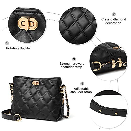 Small Crossbody Bags for Women Purses Fashion Leather Lightweight Handbags Shoulder Bag(Black)