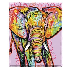 Dawhud Direct Colorful Elephant Fleece Blanket for Bed 50" x 60" Dean Russo Elephant Fleece Throw Blanket for Women, Men and Kids Super Soft Plush Elephant Blanket Throw Blanket for Elephant Lovers