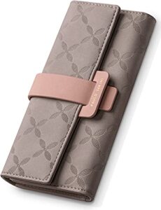 paulo serini® wallet women – womens wallet with coin purse – card holder 9 cards – wristlet – vegan wallets for women – birthday gifts for women – billeteras de mujer – carteras de mujer – cool gray