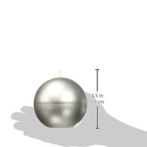 Zest Candle 2-Piece Ball Candles, 4-Inch, Metallic Silver