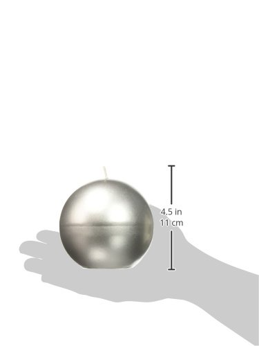 Zest Candle 2-Piece Ball Candles, 4-Inch, Metallic Silver