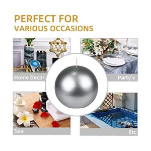 Zest Candle 2-Piece Ball Candles, 4-Inch, Metallic Silver