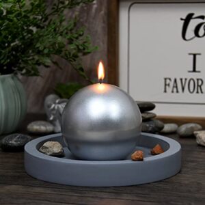 Zest Candle 2-Piece Ball Candles, 4-Inch, Metallic Silver