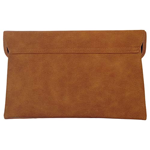 JNB Synthetic Leather Double Pocket Envelop Clutch, Tan Medium