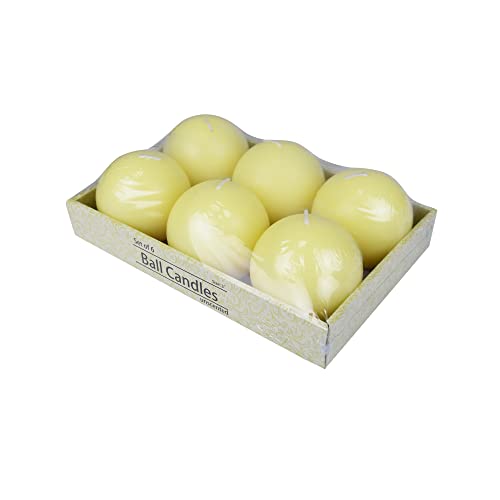 Zest Candle 6-Piece Ball Candles, 3-Inch, Ivory