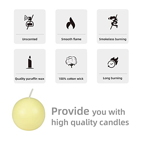 Zest Candle 6-Piece Ball Candles, 3-Inch, Ivory