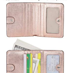 AINIMOER Small Leather Wallet for Women, Ladies Credit Card Holder RFID Blocking Women's Mini Bifold Pocket Purse, Champaign Gold