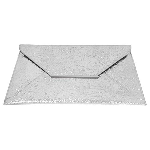 JNB Crushed Metallic Envelope Clutch, Silver