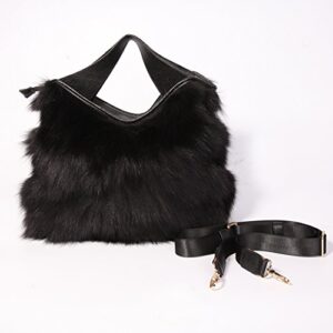 URSFUR Genuine Fox Fur Handbag Women's Fashion Tote Clutch Purse Shoulder Bags