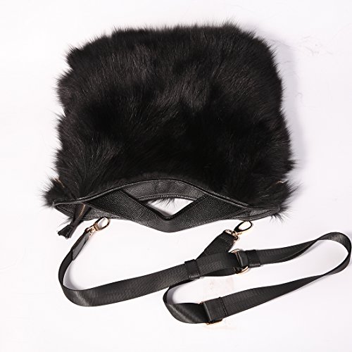 URSFUR Genuine Fox Fur Handbag Women's Fashion Tote Clutch Purse Shoulder Bags