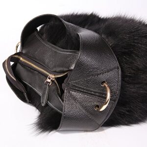 URSFUR Genuine Fox Fur Handbag Women's Fashion Tote Clutch Purse Shoulder Bags