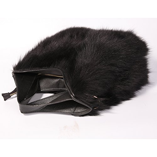 URSFUR Genuine Fox Fur Handbag Women's Fashion Tote Clutch Purse Shoulder Bags