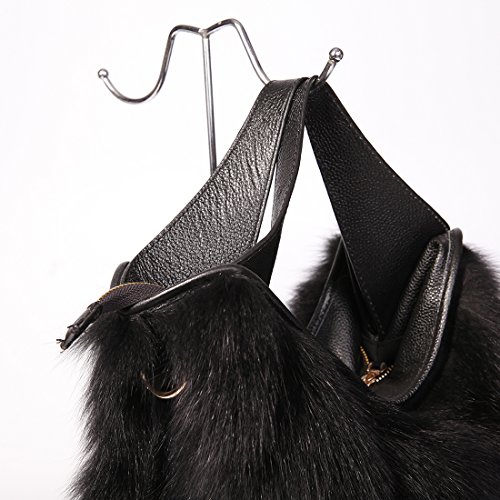 URSFUR Genuine Fox Fur Handbag Women's Fashion Tote Clutch Purse Shoulder Bags