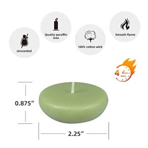 Zest Candle 24-Piece Floating Candles, 2.25-Inch, Sage Green