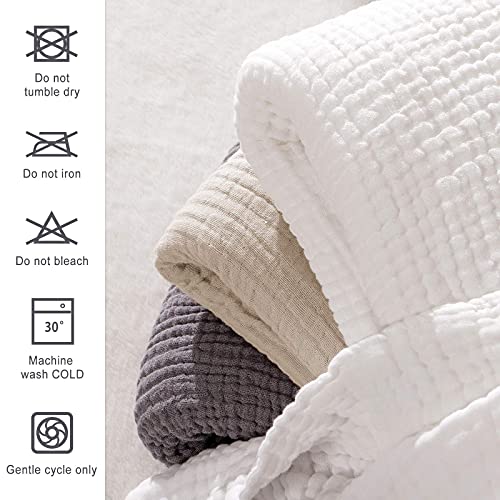 EMME Cotton Throw Blanket 100% Muslin Soft Blanket for Couch 4-Layer Breathable Gauze Blanket All Season Soft and Lightweight Pre-Washed Cotton Blanket (Light Tan, 55"x75")