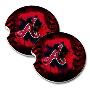 love dove atlanta baseball – car & truck drink cup holder absorbent car coaster set (2 coasters)