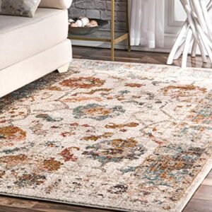 nuloom cecil vintage floral area rug, 6′ 7″ x 9′, beige