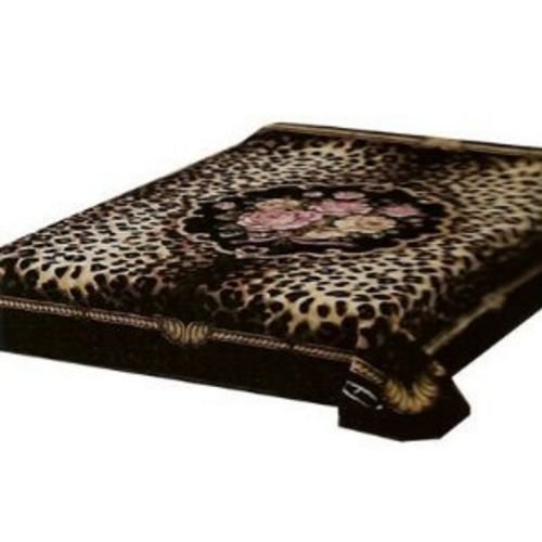 Solaron Korean Blanket throw Thick Mink Plush queen size Leopard Flower Licensed